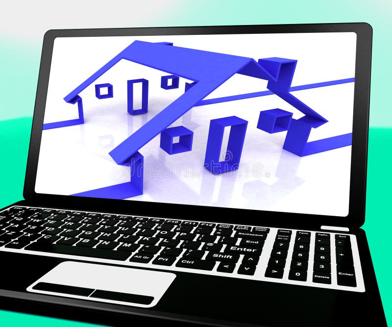 Houses on Laptop Shows Online Real Estates Stock Illustration ...