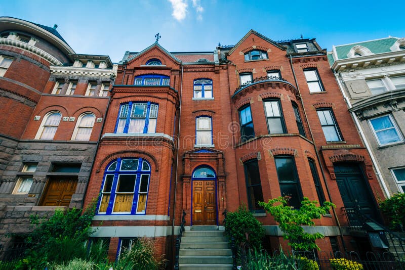 Houses at Logan Circle, in Washington, DC Stock Photo - Image of logan ...