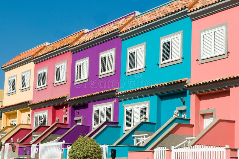 Houses with a Lot of Colors in Town Stock Photo - Image of suburb ...