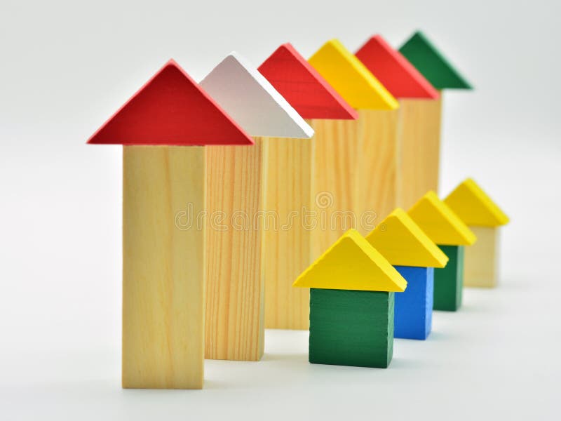 Houses Made with Wooden Blocks in a Row Stock Image - Image of aislado ...