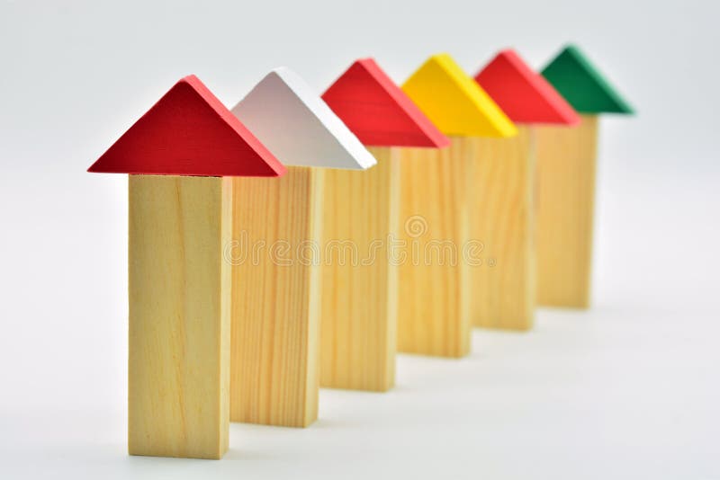 Houses Made with Wooden Blocks in a Row Stock Photo - Image of aislado ...