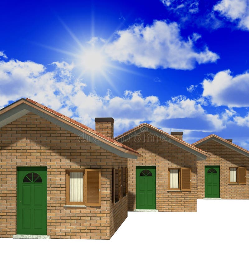 Houses model 3d and sky stock illustration. Illustration of pattern ...