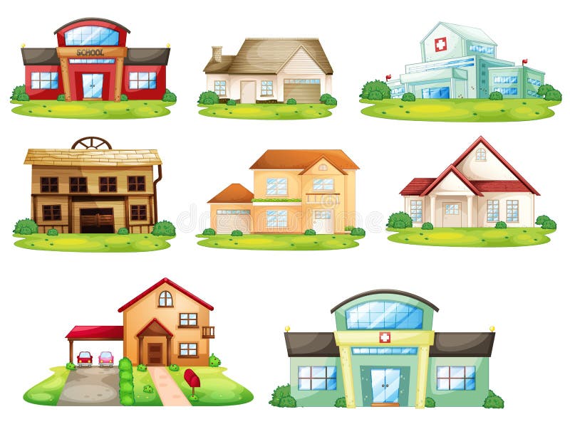 Different Buildings and Places Stock Vector - Illustration of concept ...