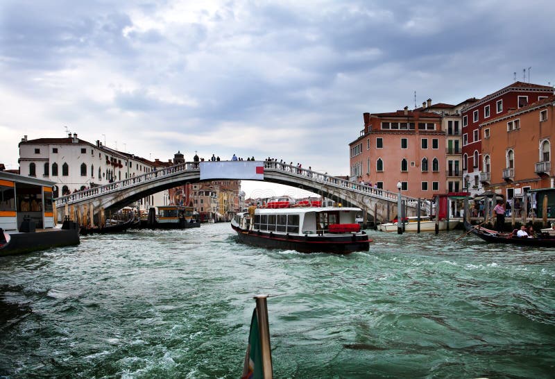 Houses Over the Channel and Bridge. Venice Stock Image - Image of ...
