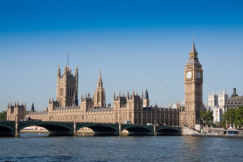 Houses of Parliament Overlooking River Thames Stock Photo - Image of ...