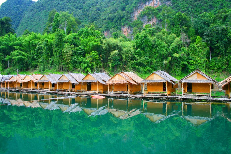 Houses on a raft Thailand stock image. Image of traditional - 15235997
