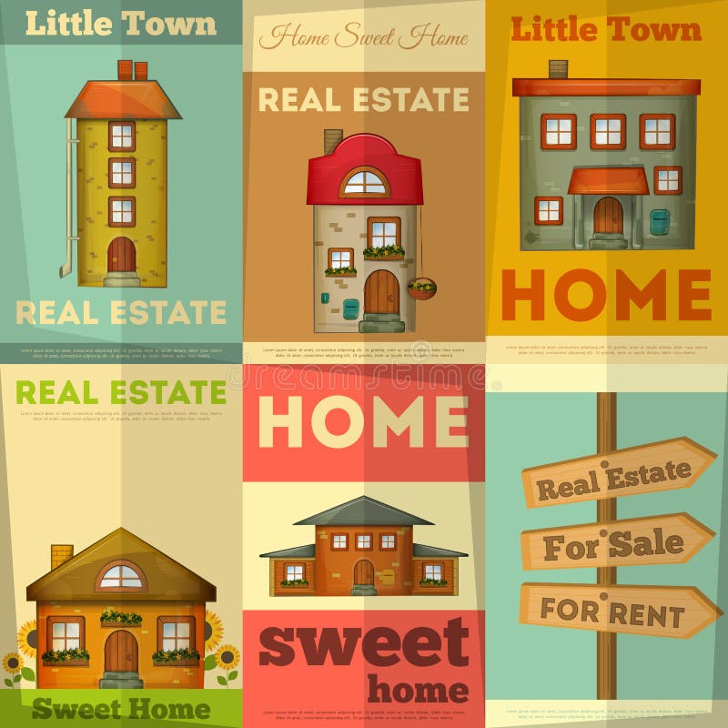 Real Estates Vintage Ad Design Concept Stock Vector - Illustration of ...