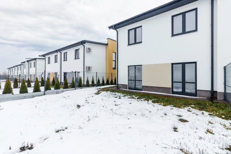 Houses in Residential Community after Snow in Winter Stock Photo ...