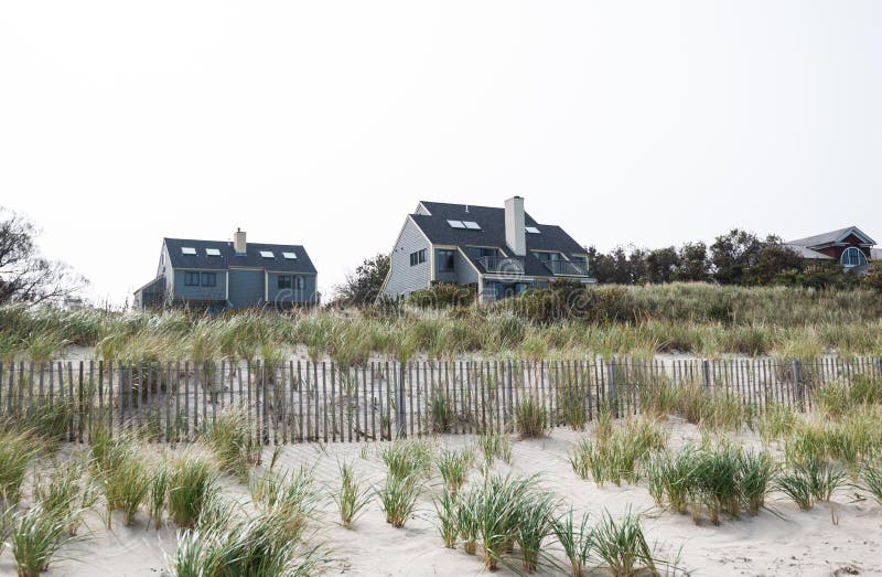 Houses Right on the Beach and Ocean in Cape Cod. Stock Image - Image of ...
