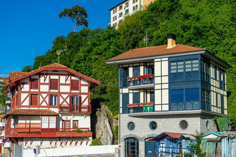 Houses in Spain in the Half-timbered Style. Basque Country, Spain Stock ...