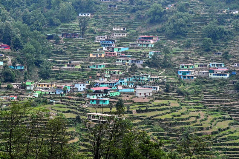 Houses and Step Farming on Mountains Stock Image - Image of farming ...
