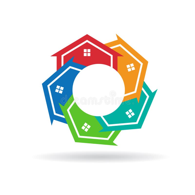 Houses Together in Circle Logo Stock Vector - Illustration of graphic ...