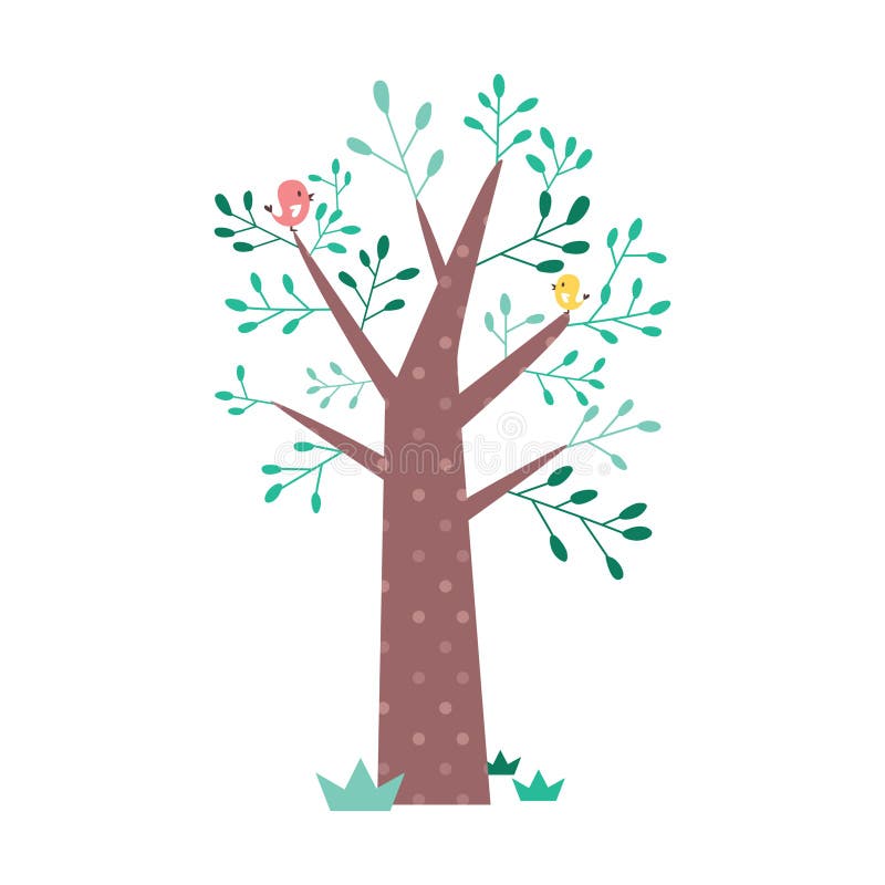 Houses Under a Big Tree. Vector Illustration Decorative Design Stock ...