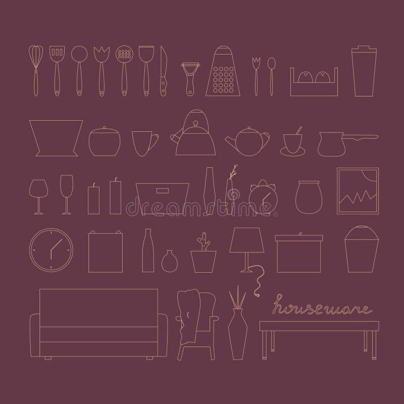 Houseware vector elements. stock vector. Illustration of fork - 87805619