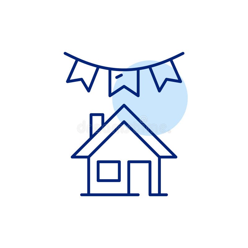 Housewarming Celebration. Home and Flags. Pixel Perfect, Editable ...