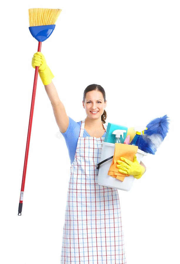 Happy Team of Cleaning House Workers Stock Image - Image of adults ...