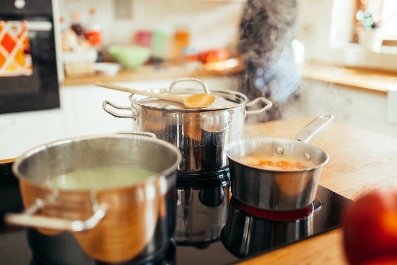 Housewife Making Lunch in Kitchen Stock Photo - Image of domestic, soup ...