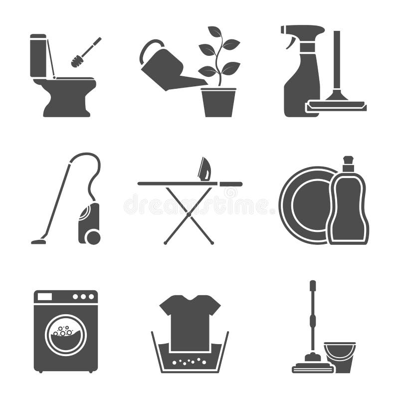 Housework icons stock vector. Illustration of dust, housekeeping - 47974384