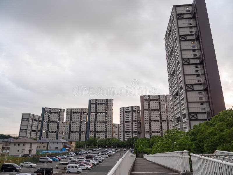 Housing complex in Japan editorial image. Image of scene - 123425785