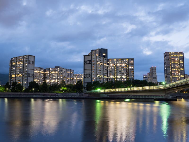 Housing complex in Japan stock photo. Image of night - 123425858