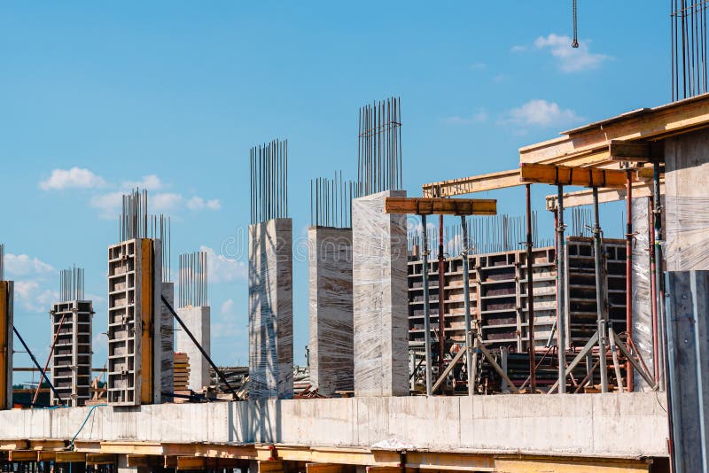 Housing Frame Assembly. Installation of Residential Building Base of a ...