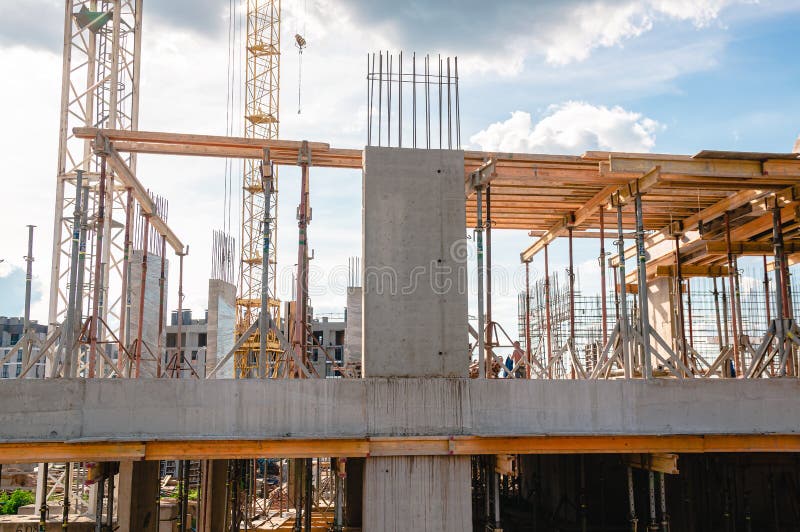 Housing Frame Assembly. Installation of Residential Building Base of a ...