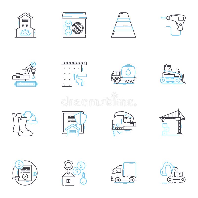 Housing Developers Linear Icons Set. Construction, Real Estate ...