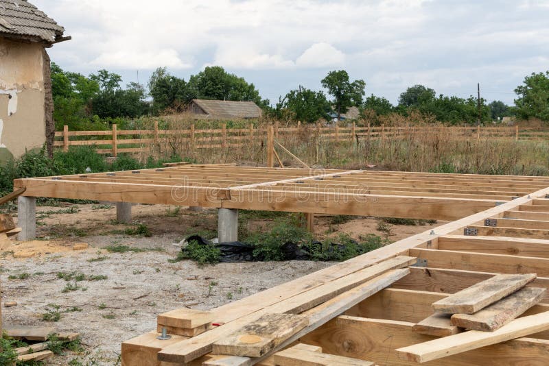 Housing Frame Assembly. Installation of Residential Building Base of a ...