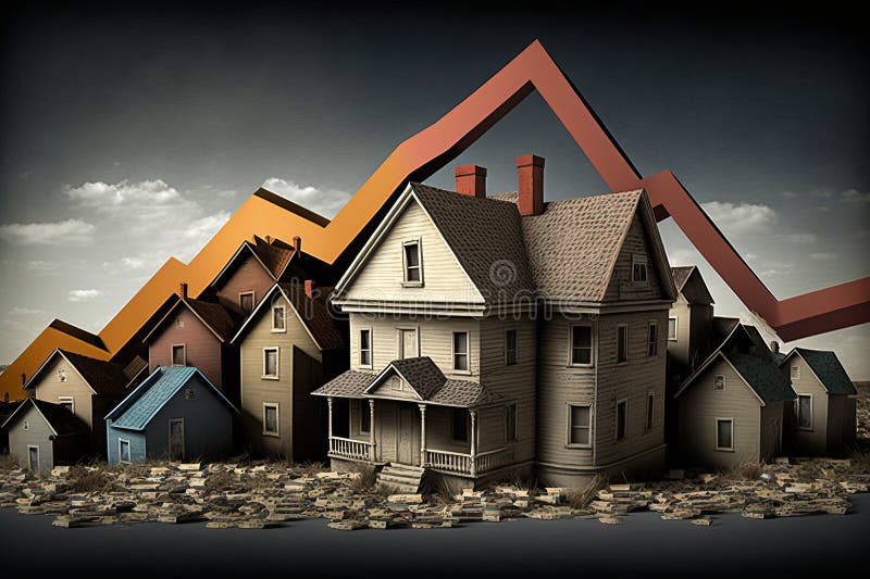 Housing Market Crash,Generative AI Stock Illustration - Illustration of ...