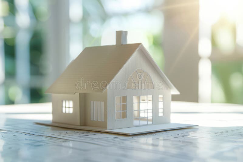 Housing Project Drawings and Architectural House Model on an Office ...