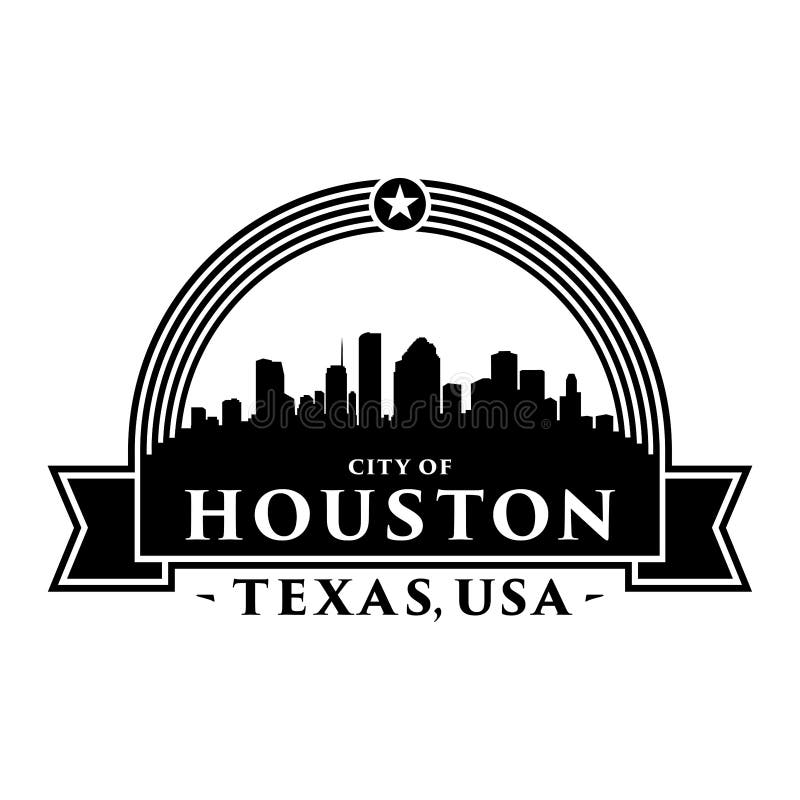 Houston City Skyline Silhouette Vector Logo Illustration Stock Vector ...