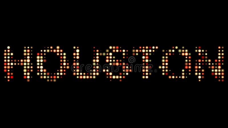 Houston City Name in Bright Dotty Lights on Black Background Stock ...