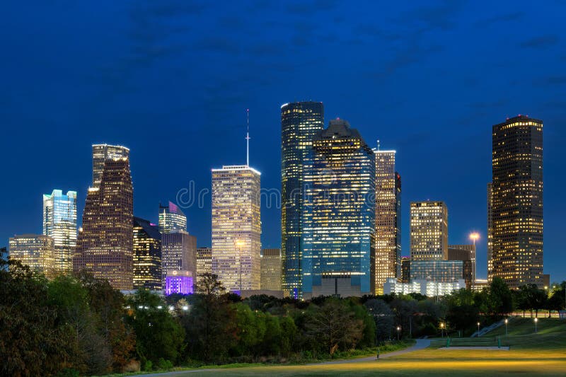 Houston City Skyline at Night View in Houston, Texas, USA Stock Photo ...