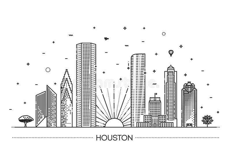 Houston Skyline Outline Stock Illustrations – 139 Houston Skyline ...