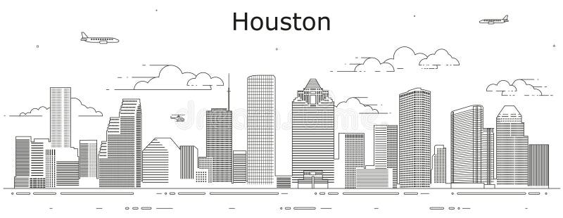 Houston Cityscape Line Art Vector Illustration Stock Vector ...