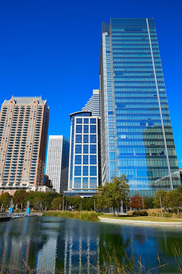 Houston Discovery Green Park in Downtown Stock Photo - Image of ...