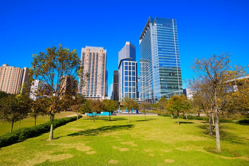 Houston Discovery Green Park in Downtown Stock Image - Image of ...
