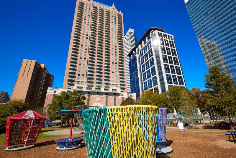 Houston Discovery Green Park in Downtown Stock Photo - Image of park ...