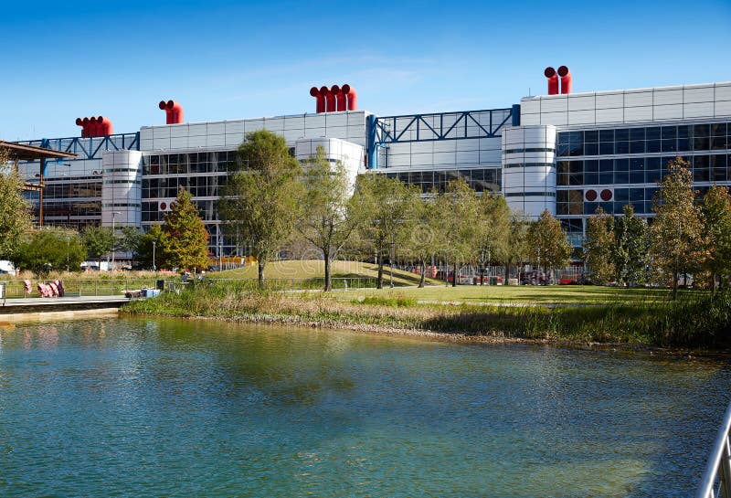 Houston Discovery Green Park in Texas Stock Photo - Image of fountain ...