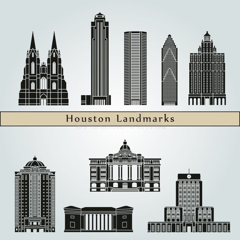 Houston landmarks stock vector. Illustration of destination - 101084288