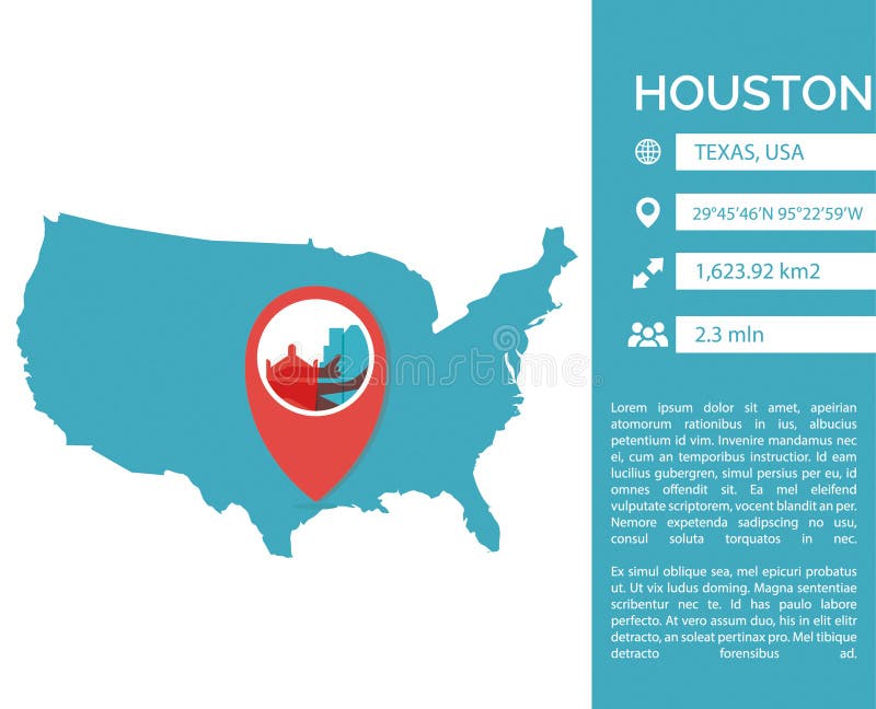 Houston Map Infographic Vector Isolated Illustration Stock Vector ...