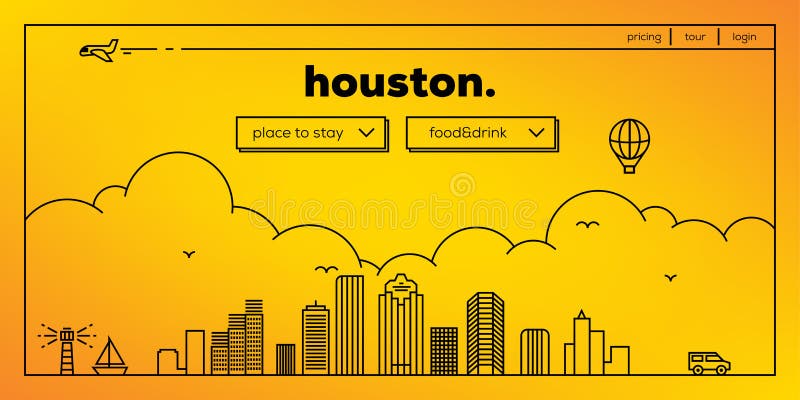 Vector Houston Skyline Design Stock Illustration - Illustration of ...