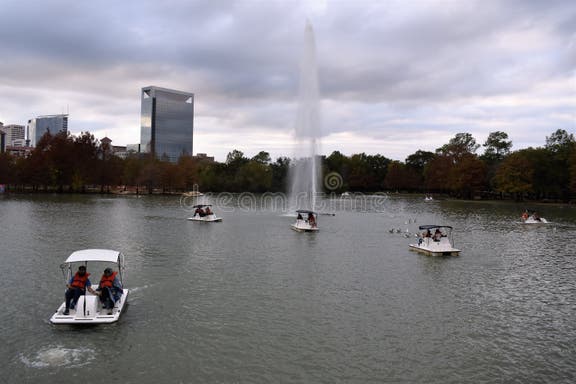 Tourists Peddle Boating in Hermann Park Lake, Houston, TX. Editorial ...