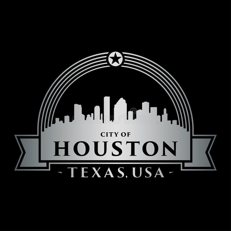 Houston City Skyline Silhouette Vector Logo Illustration Stock ...