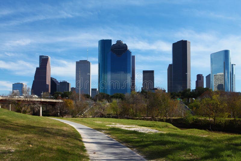 Houston Skyline on a Beautiful Day Stock Image - Image of skyscraper ...