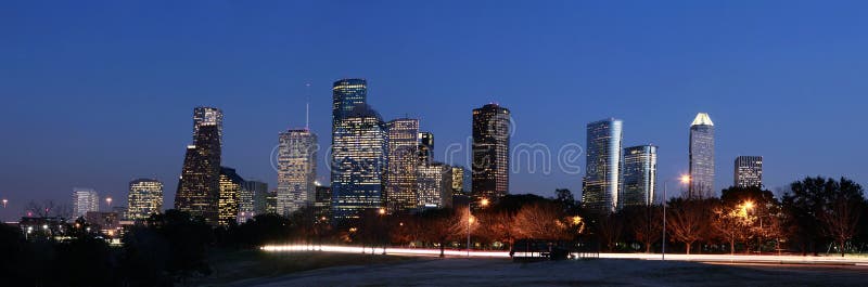 Houston Skyline at Night stock photo. Image of capital - 12564372