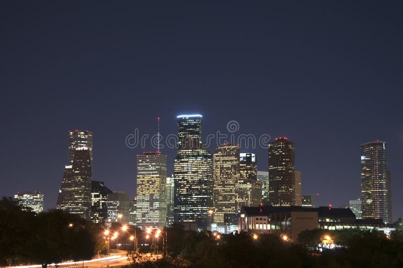 Houston Skyline at Night stock image. Image of landscape - 19213029