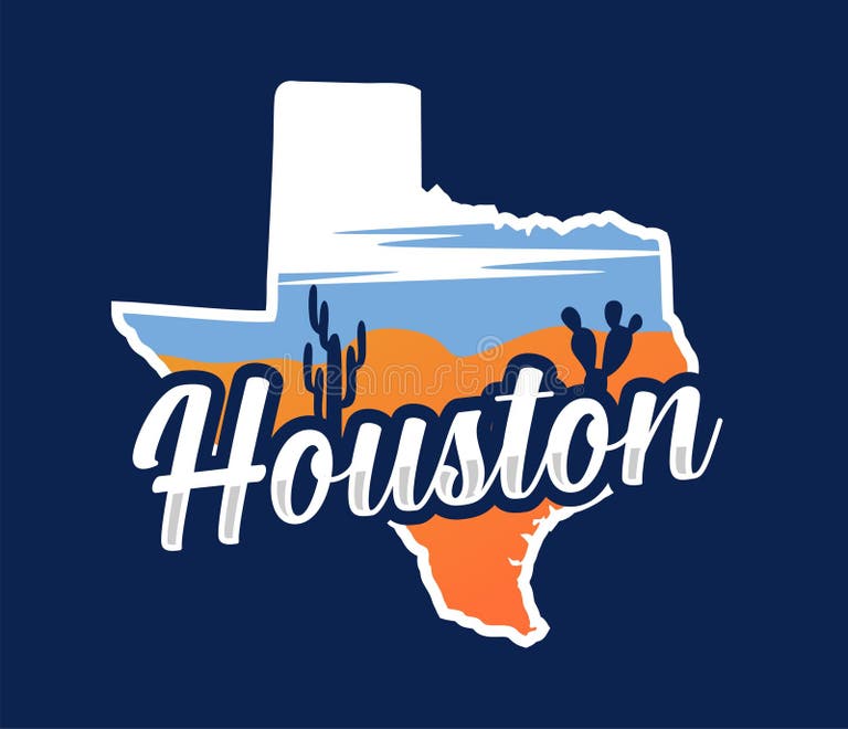 Houston Texas with Desert Views Stock Illustration - Illustration of ...