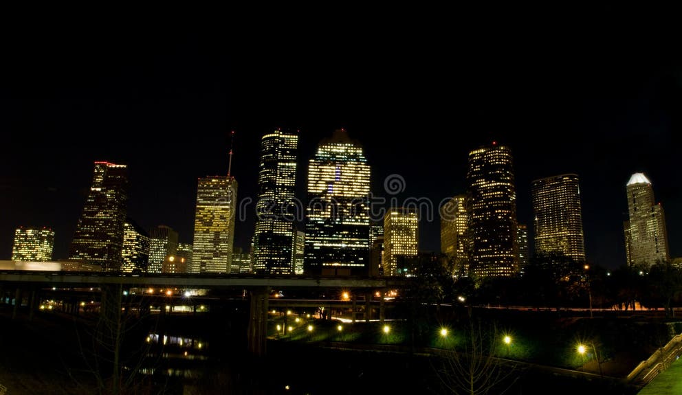 Houston Texas (night) stock image. Image of reflection - 8396227