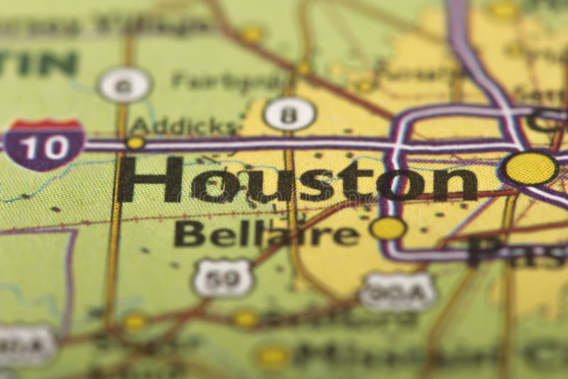 Houston, Texas no mapa foto de stock. Imagem de colorido - 87763182